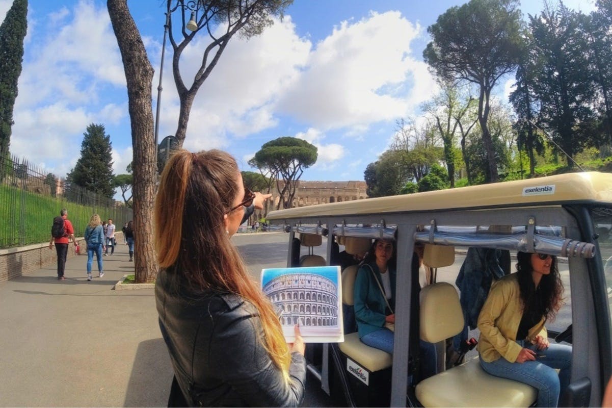 Leonardo Express: Rome to Fiumicino + Rome: Golf Cart Guided Tour